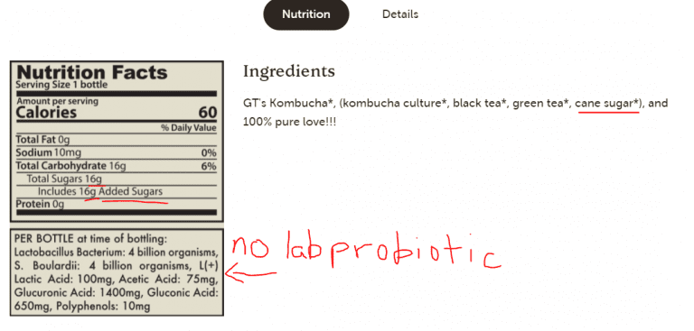 Kombucha Nutritional Label Analysis - Kombucha Kamp